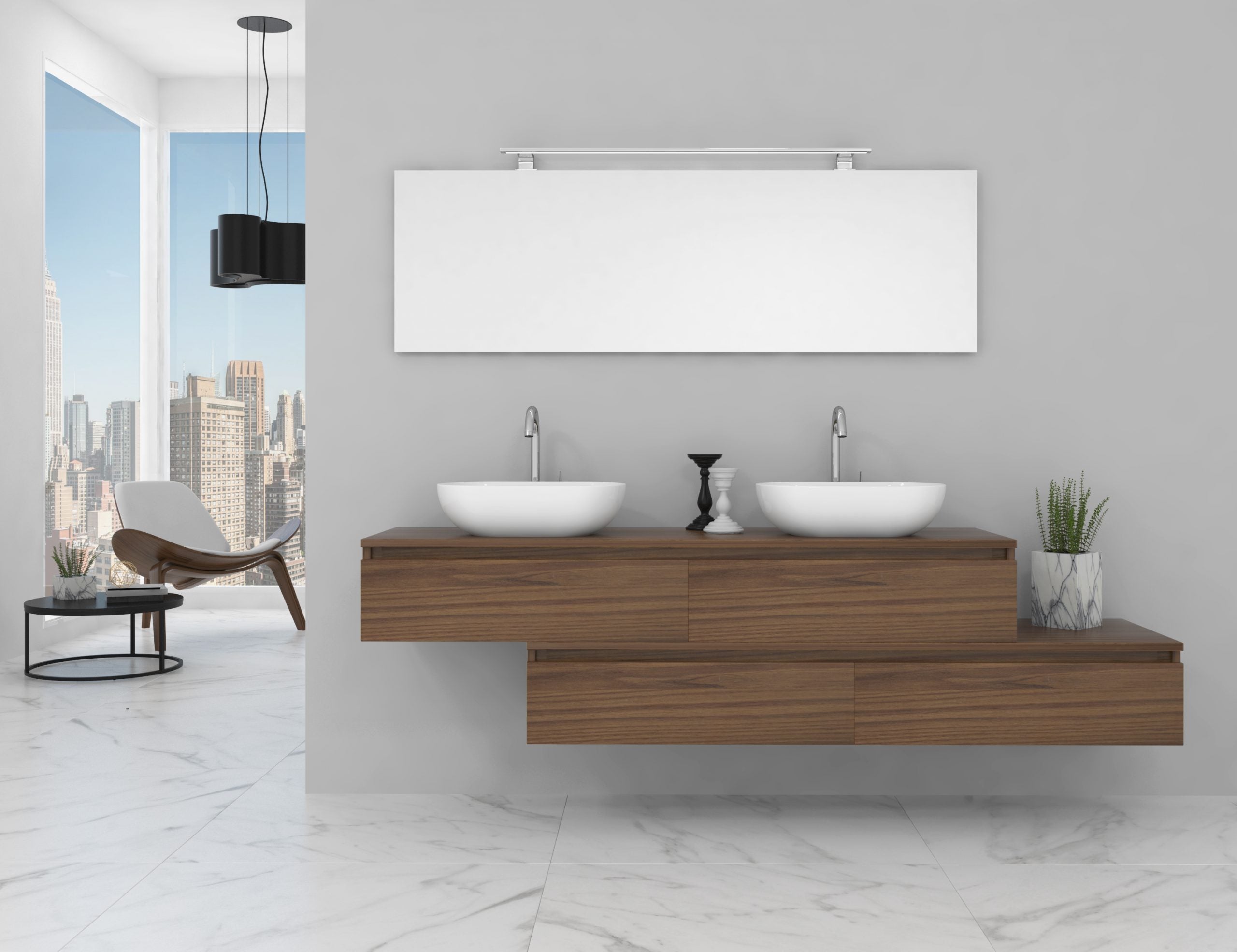 Pack Meuble de Salle de Bain Avantarea avec Lavabo + Miroir + Spot LED ...