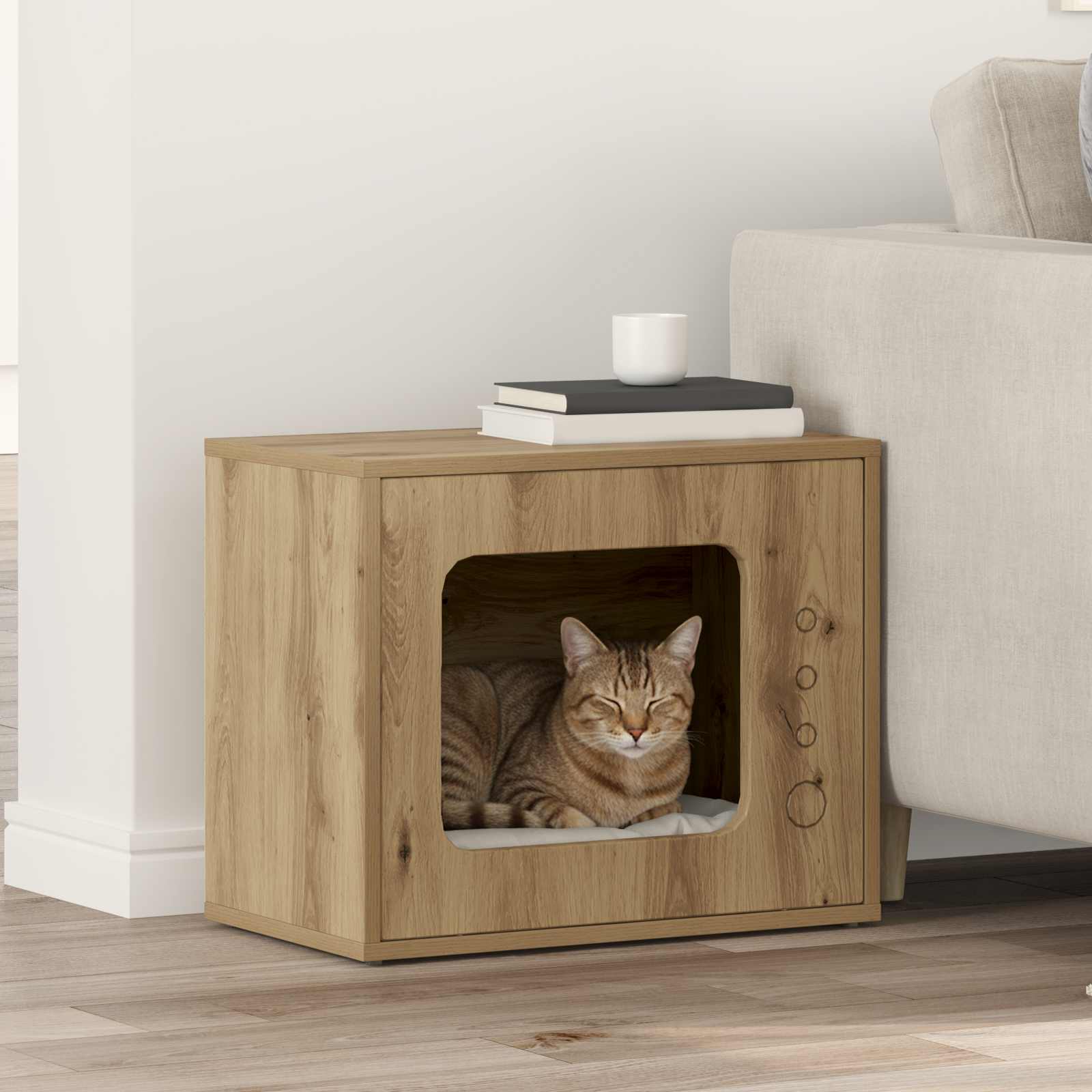 Maison pour chat Chêne artisan 51 x 30 x 42,5 cm | Leroy Merlin
