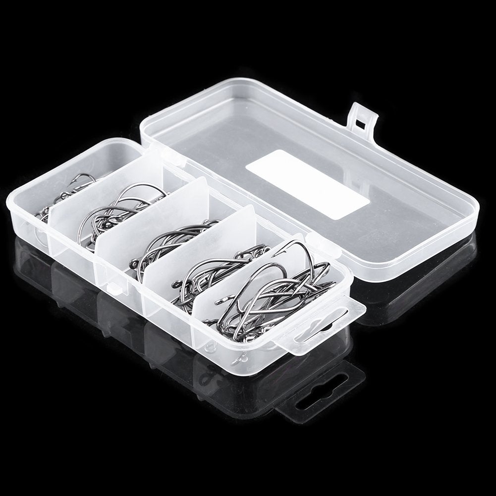 50PCSBox Offset Amo da pesca Manovella Worm Jig Acciaio ad alto tenore ...