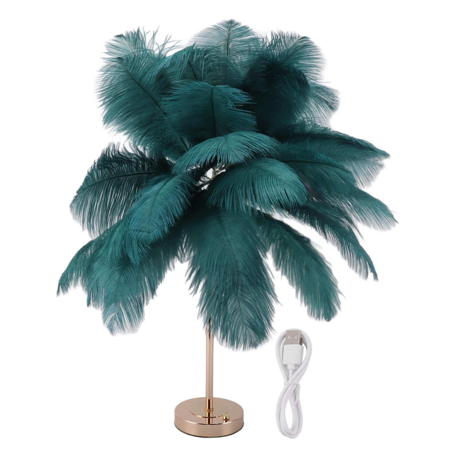 Lampe de table décorative en plumes d'autruche, touche lumineuse ...