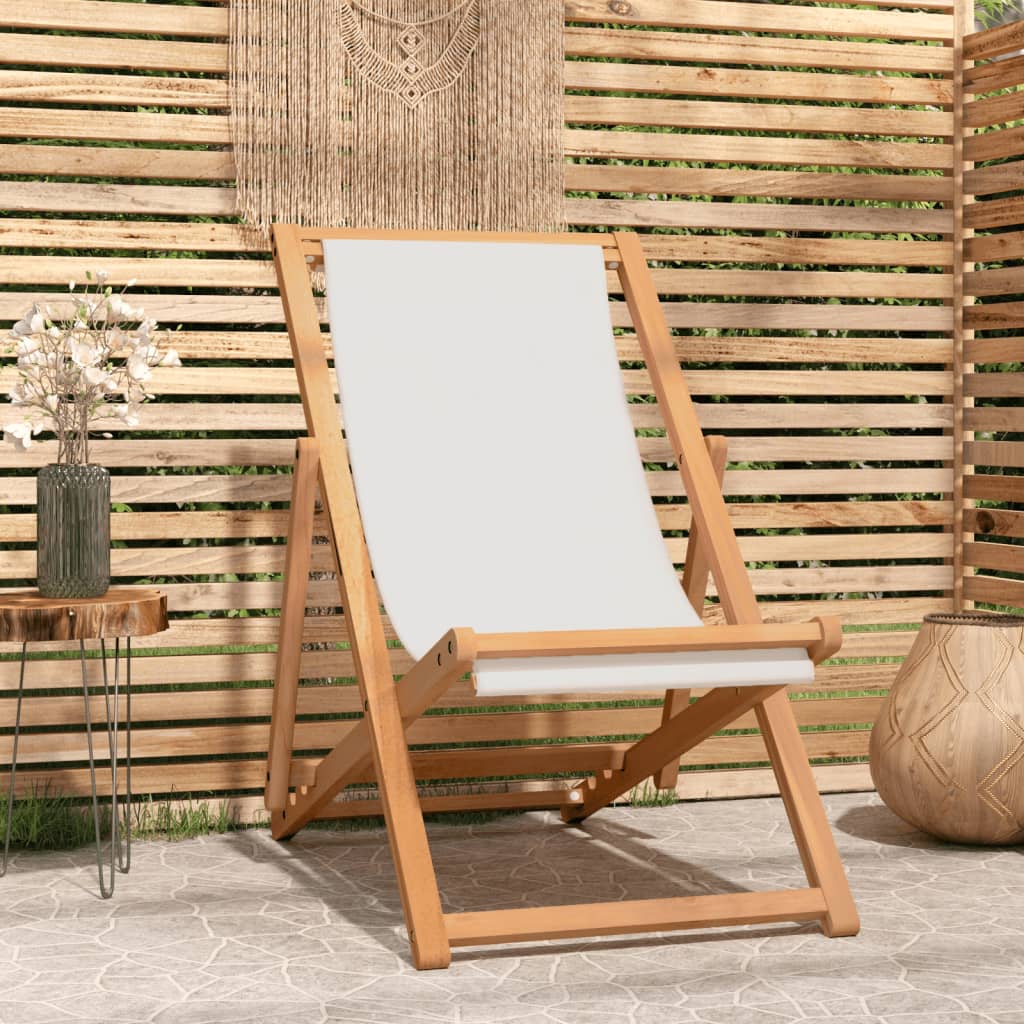 Chaise de terrasse Teck 56x105x96 cm Couleur crème | Leroy Merlin