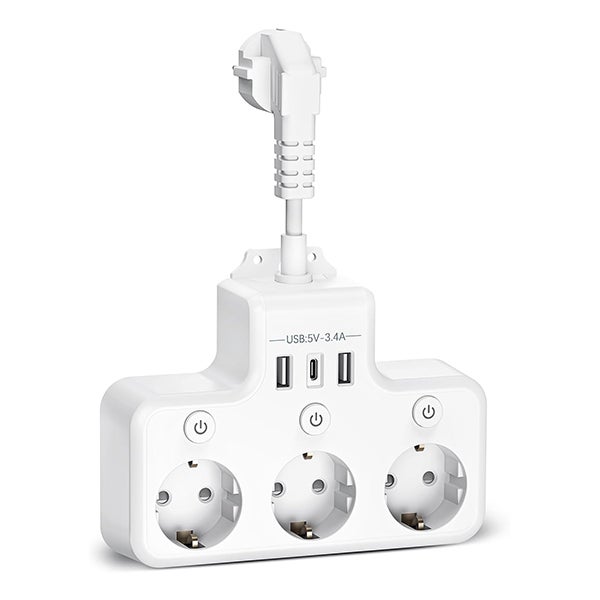 Regleta con 3 Interruptores Individuales, Regletas USB 7 en 1 con 3 ...