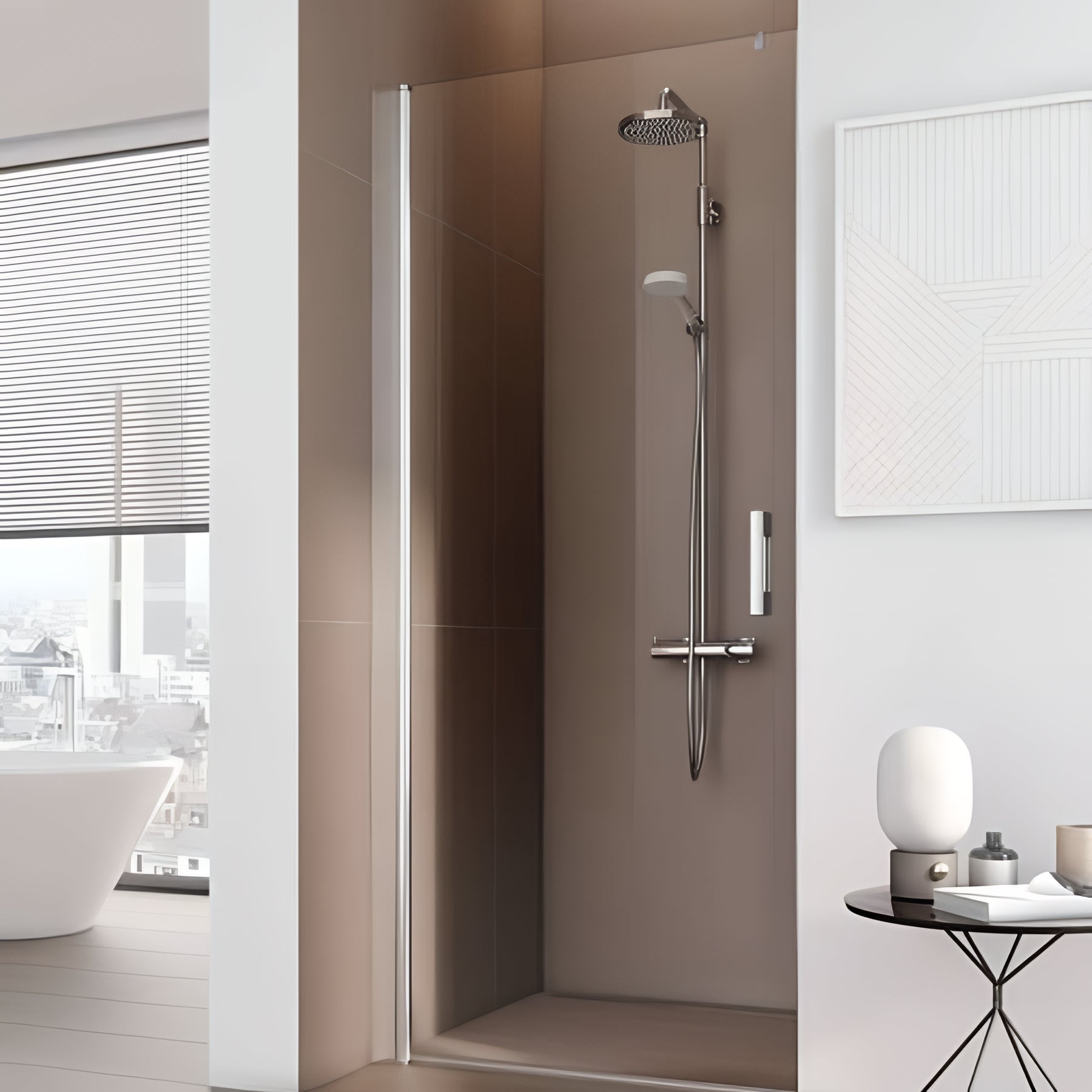 Mampara de ducha pivotante ancho 80cm alto 200cm perfil plata pulido ...