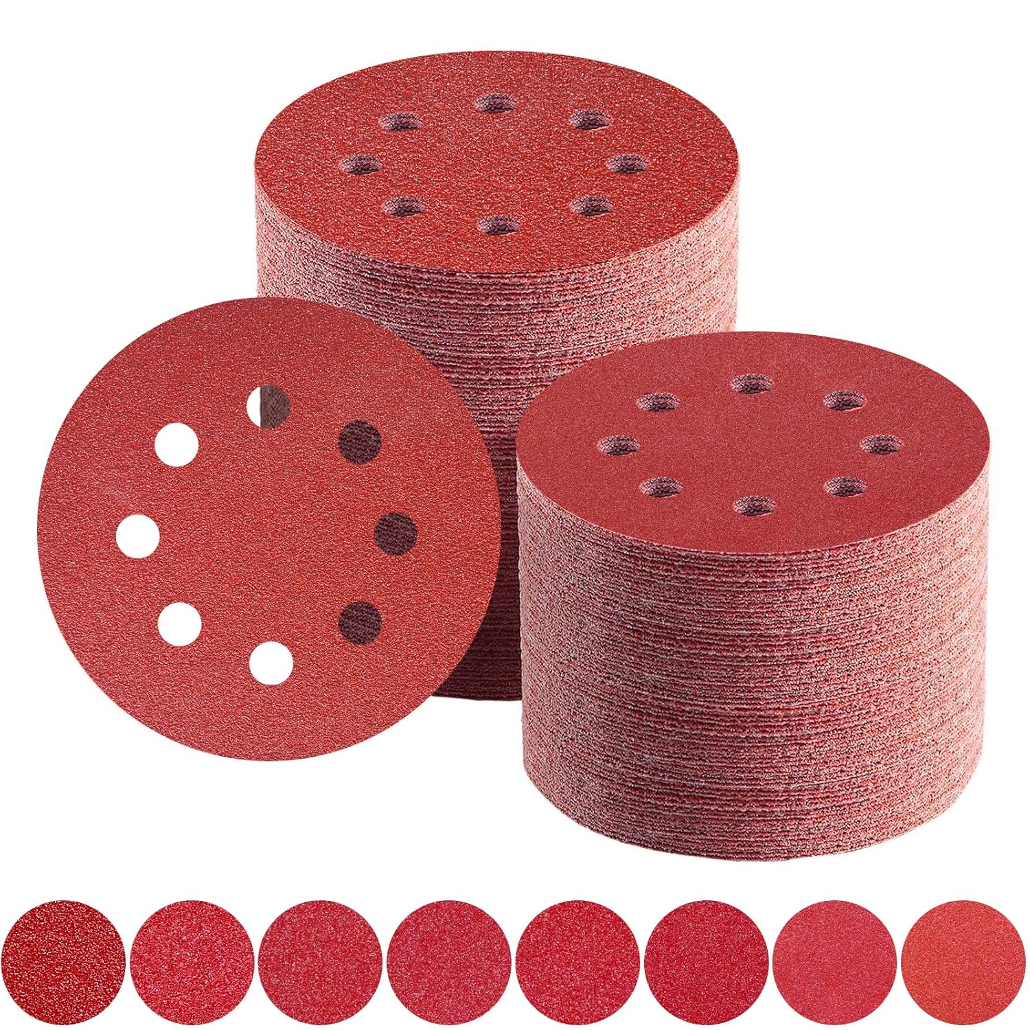 Disques Abrasifs 125mm Grain Mixte 40/60/80/100/120/150/180/240 Papier ...