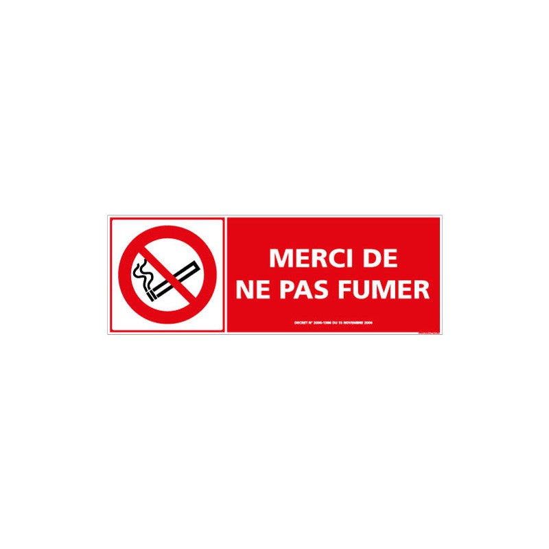 PANNEAU MERCI DE NE PAS FUMER (N0052) 700 x 250 mm Matière Adhesif ...