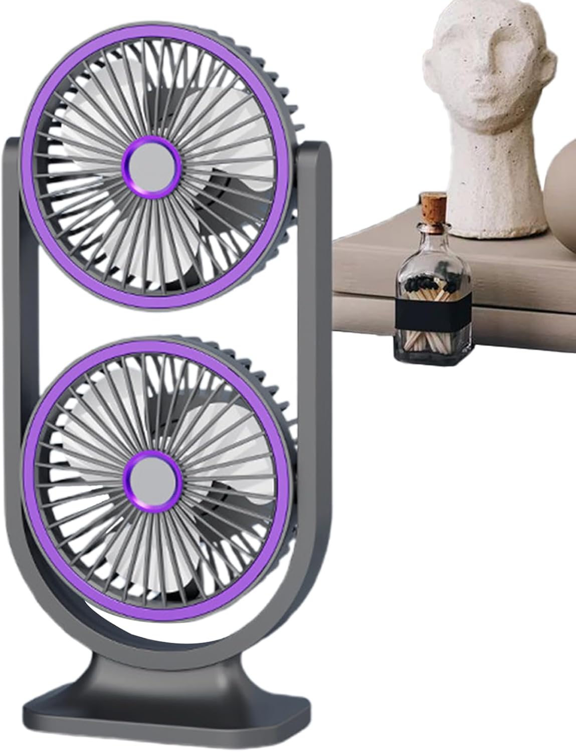 Ventilateur de table, chargement USB, silencieux, double tête, convient ...