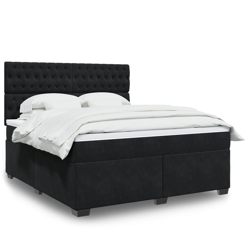 Cama box spring con colchón terciopelo negro 180x200 cm | Leroy Merlin