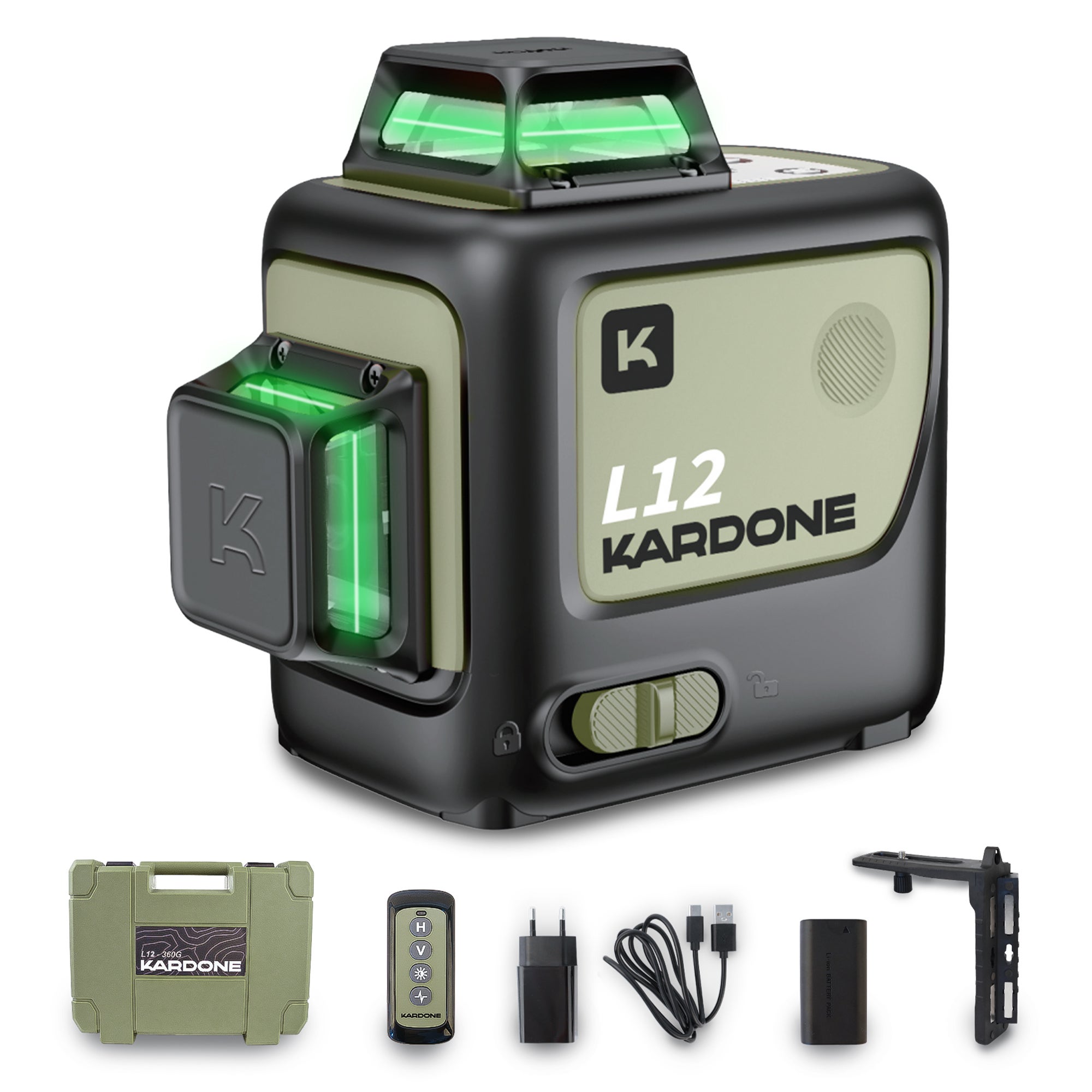 Kardone - Niveau Laser L12 360° auto nivelant 3 lignes vertes outil ...