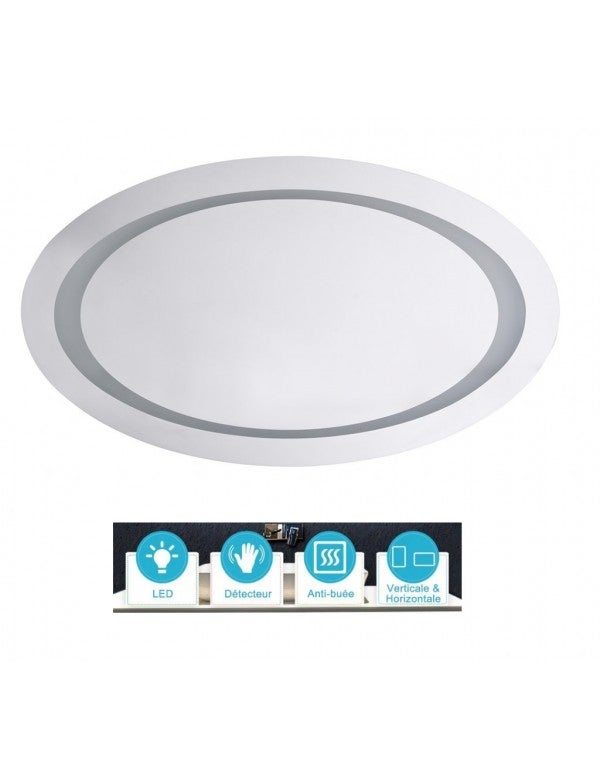 Miroir oval 80x50 cm avec lumière LED et capteur de mouvement | Leroy ...