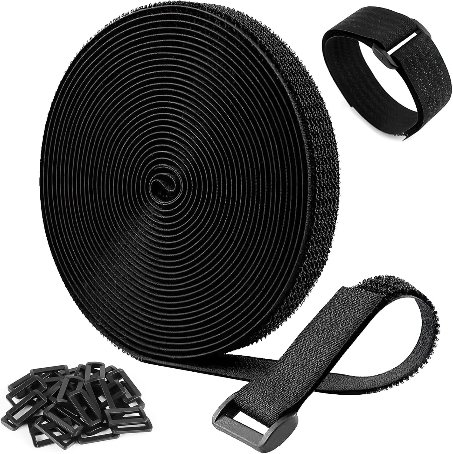 Bridas ajustables de 5 m x 2 cm con 25 presillas, con velcro ...