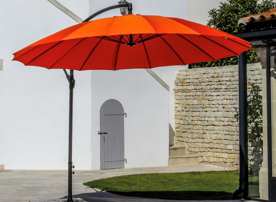 Ombrellone a sbalzo Pagode - Diametro 300 cm - Alluminio - Tela Paprika ...