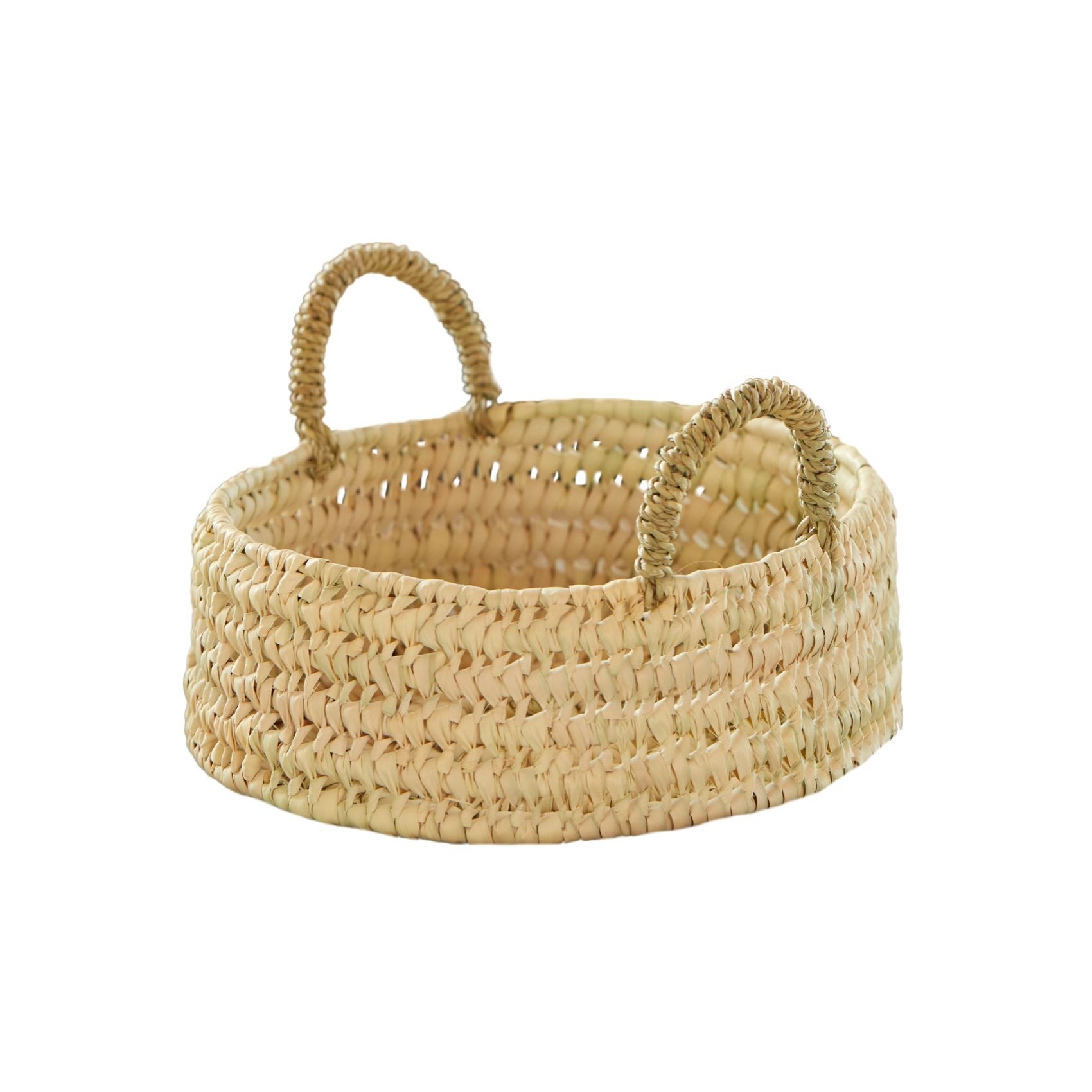 Panier plateau rond osier avec anses - Naturel - 25x25x8 cm - Osier ...