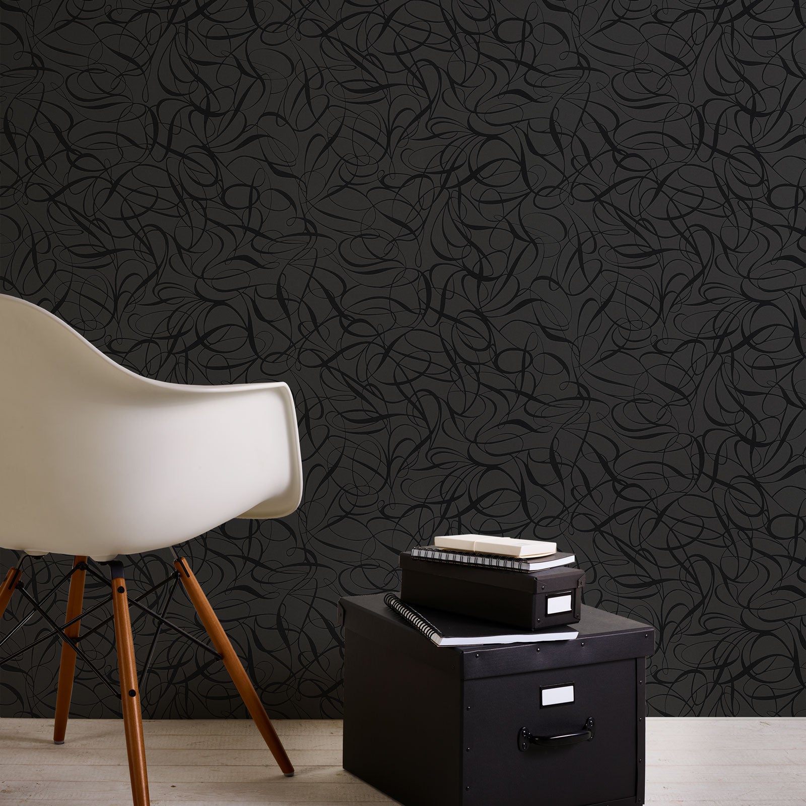 Papier peint motif graphique noir - 53 cm x 10.05 m - Livingwalls ...