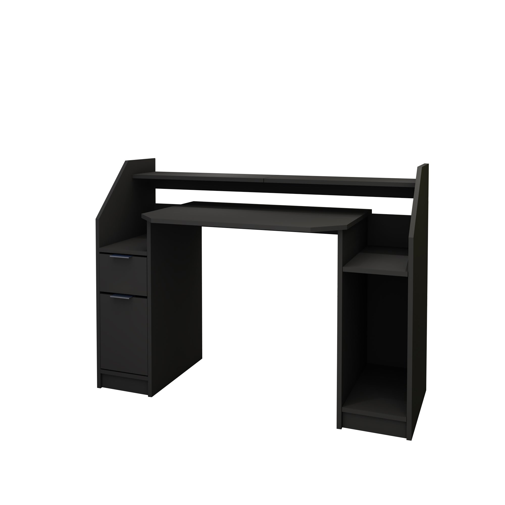 Bureau table d'ordinateur PC portable noir en bois MDF mélamine 123,2 x ...