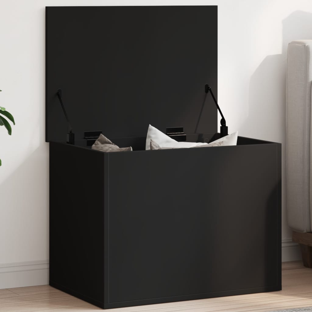 Caja de almacenamiento negra 60x42x46 cm de madera contrachapada ...