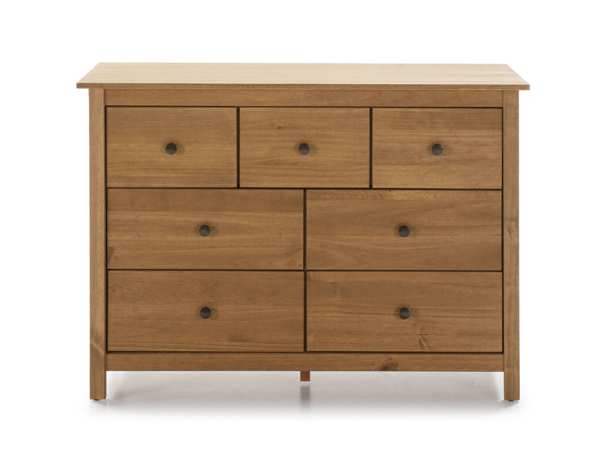 Commode, meuble de rangement en pin ciré coloris naturel - Longueur 110 x Profondeur 40 x ...