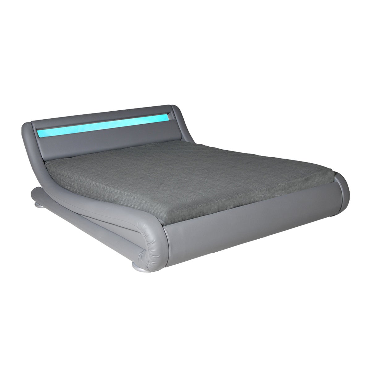 Lit 160x200 LED intégrée et sommier inclus Wave Gris | Leroy Merlin