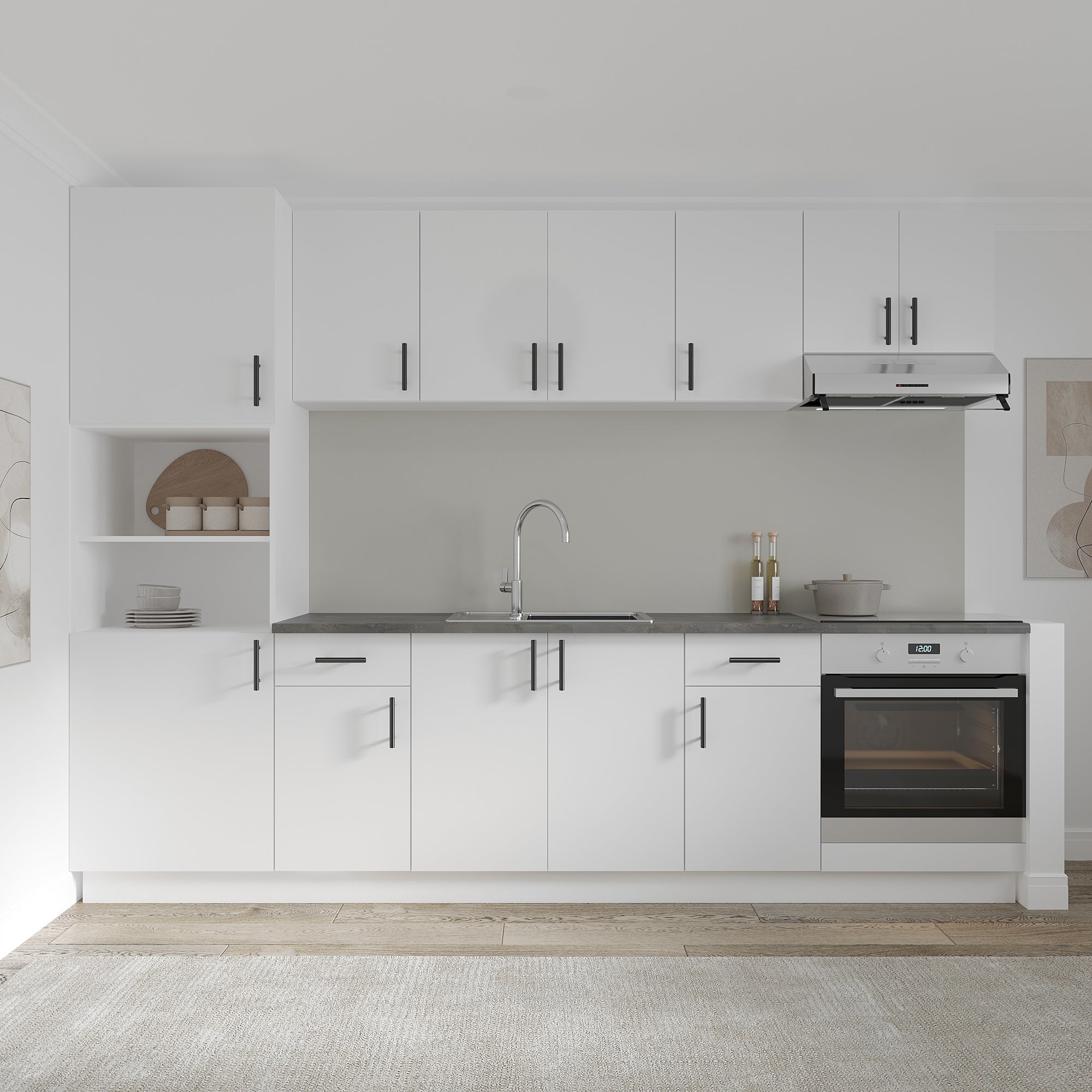 Conjunto Cocina haaus Karo V24, Blanco, Encimera Thermo 28 mm, L 280 cm ...