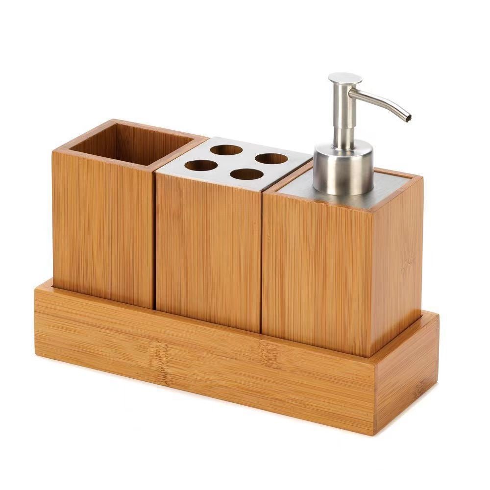 Set de accesorios de baño en bambú 25.5x10x12cm | Leroy Merlin