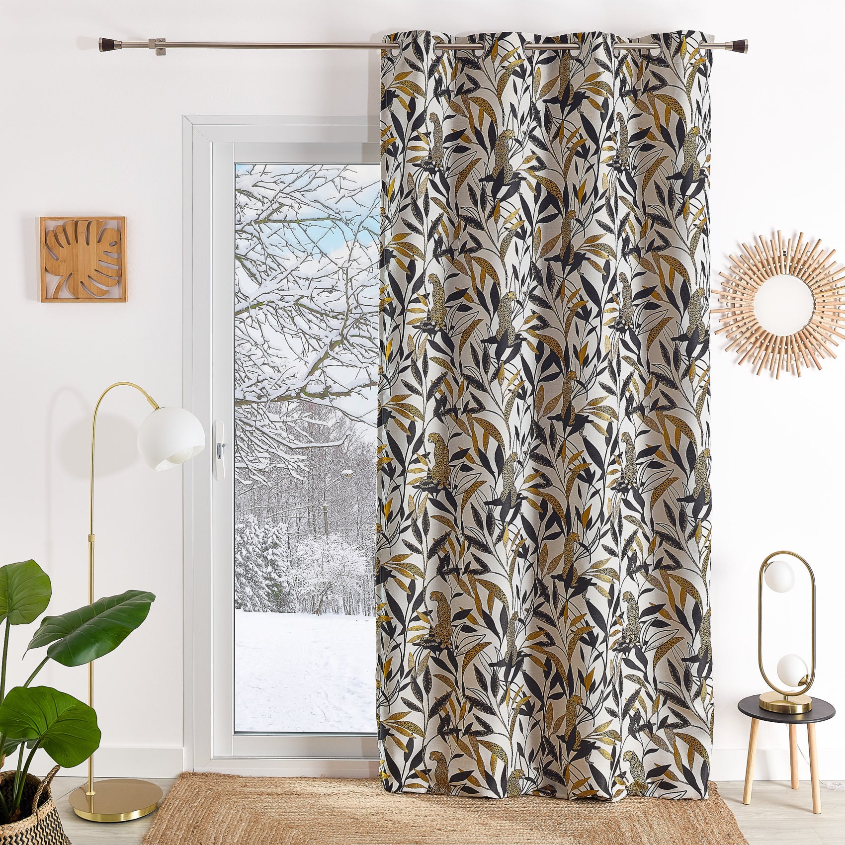 Rideau Jacquard motif panthère - Ecru - 140x260 cm - Polyester | Leroy ...
