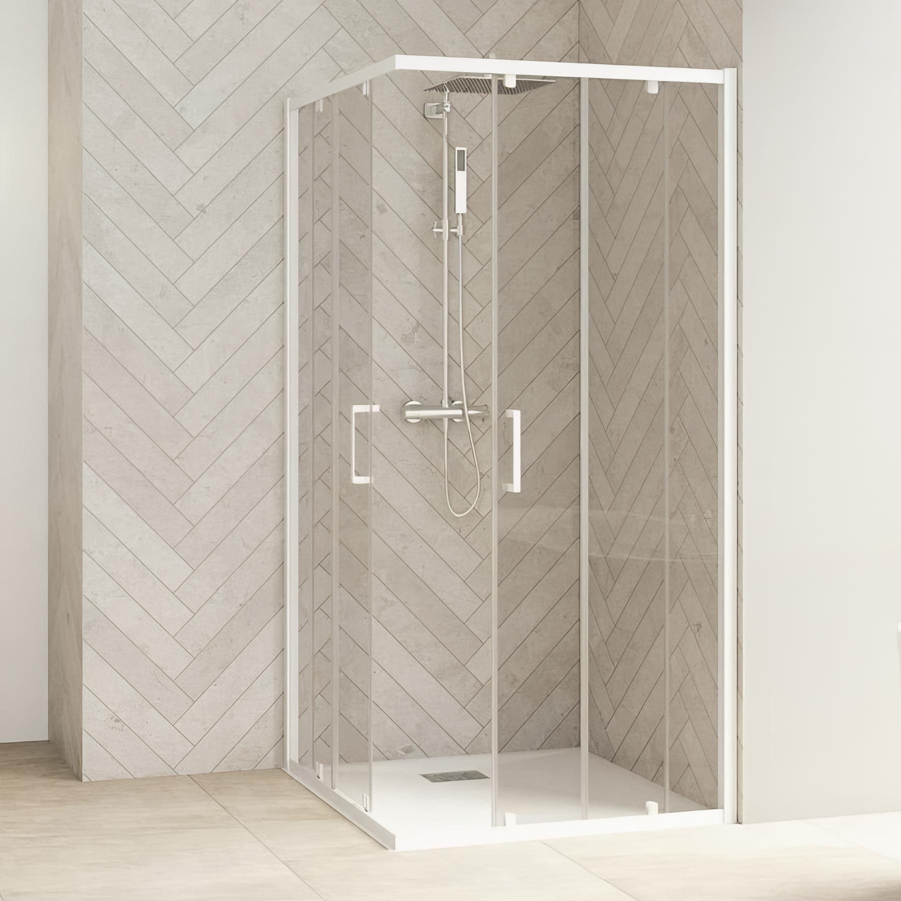 Porte de douche smart design a/c verre transparent 75 cm blanc | Leroy ...