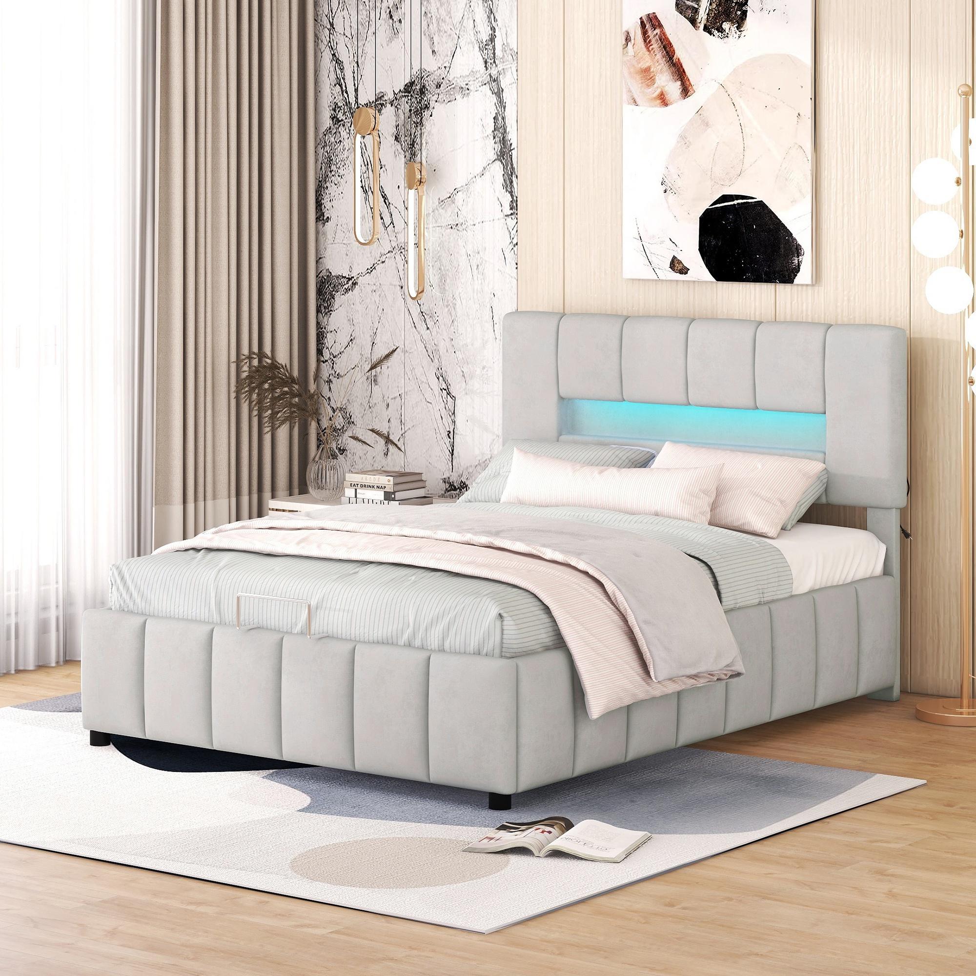 Lit coffre Lit adulte Lit double Lit led 140 x 200 cm avec éclairage ... Lit coffre Lit adulte Lit double Lit led 140 x 200 cm avec éclairage ...