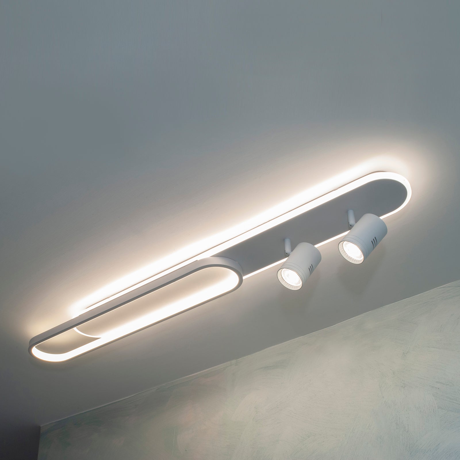 Plafoniera moderna LED 50W luce indiretta lampada soffitto 2 faretti ...