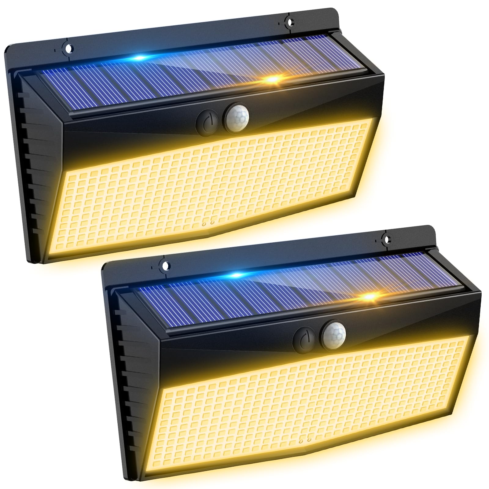 Lot de 2 lampes solaires d'extérieur avec détecteur de mouvement, applique murale solaire 368 ...