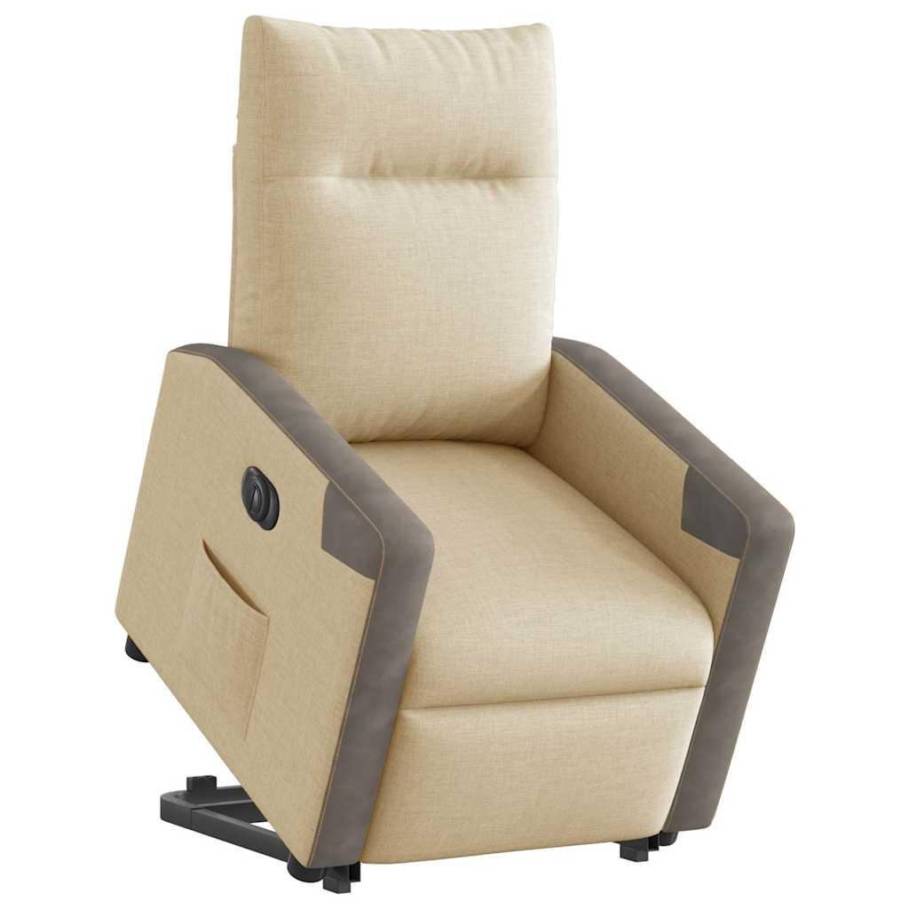 Fauteuil inclinable électrique avec releveur en tissu couleur crème ...