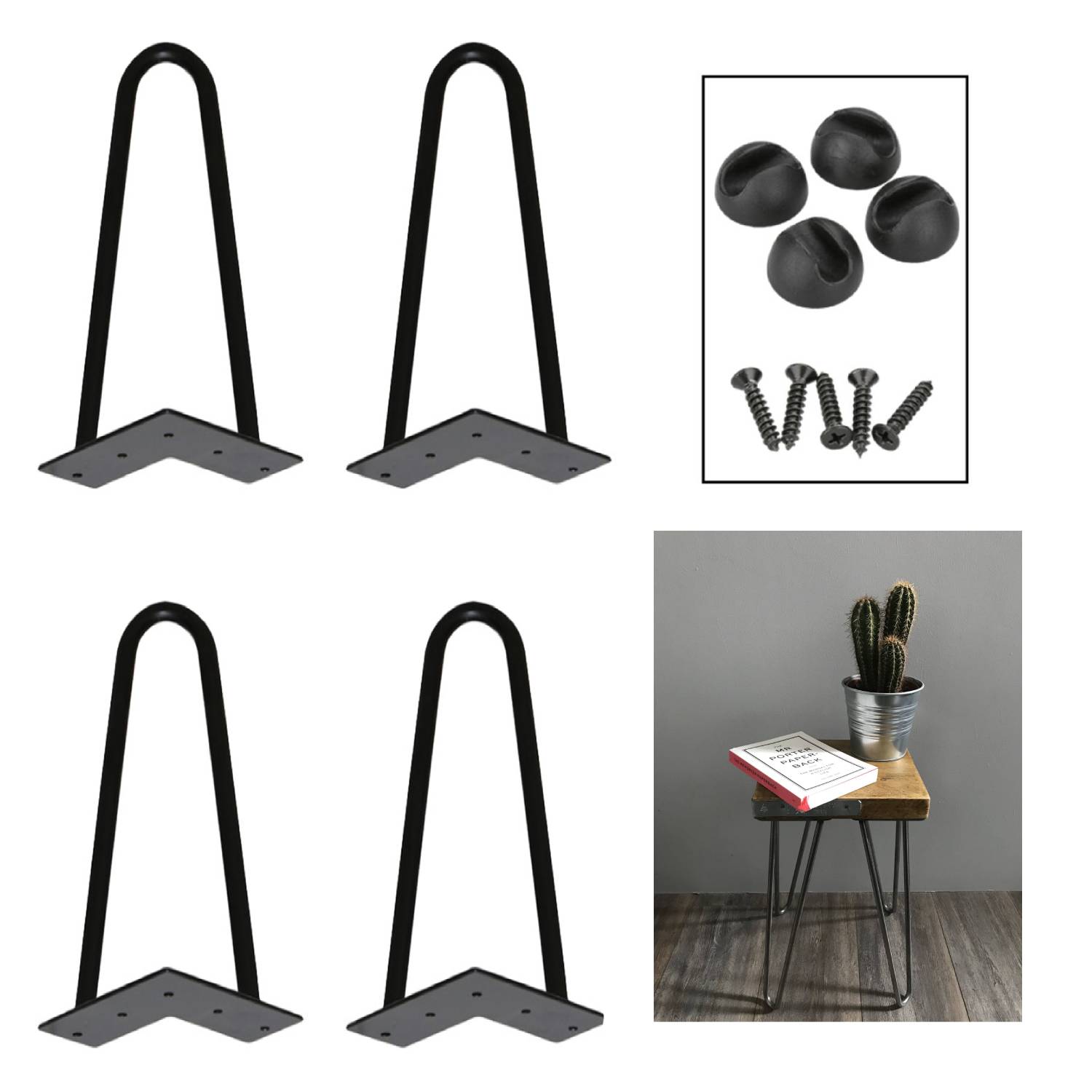 Set 4 Pied Epingle en Métal,2 stands Pied de Table 30cm Jambes en métal ...