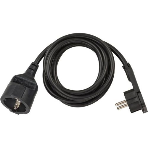 Alargador eléctrico IP20 H05VV-F3G1,5 de 2 m (Negro) con clavija plana ...
