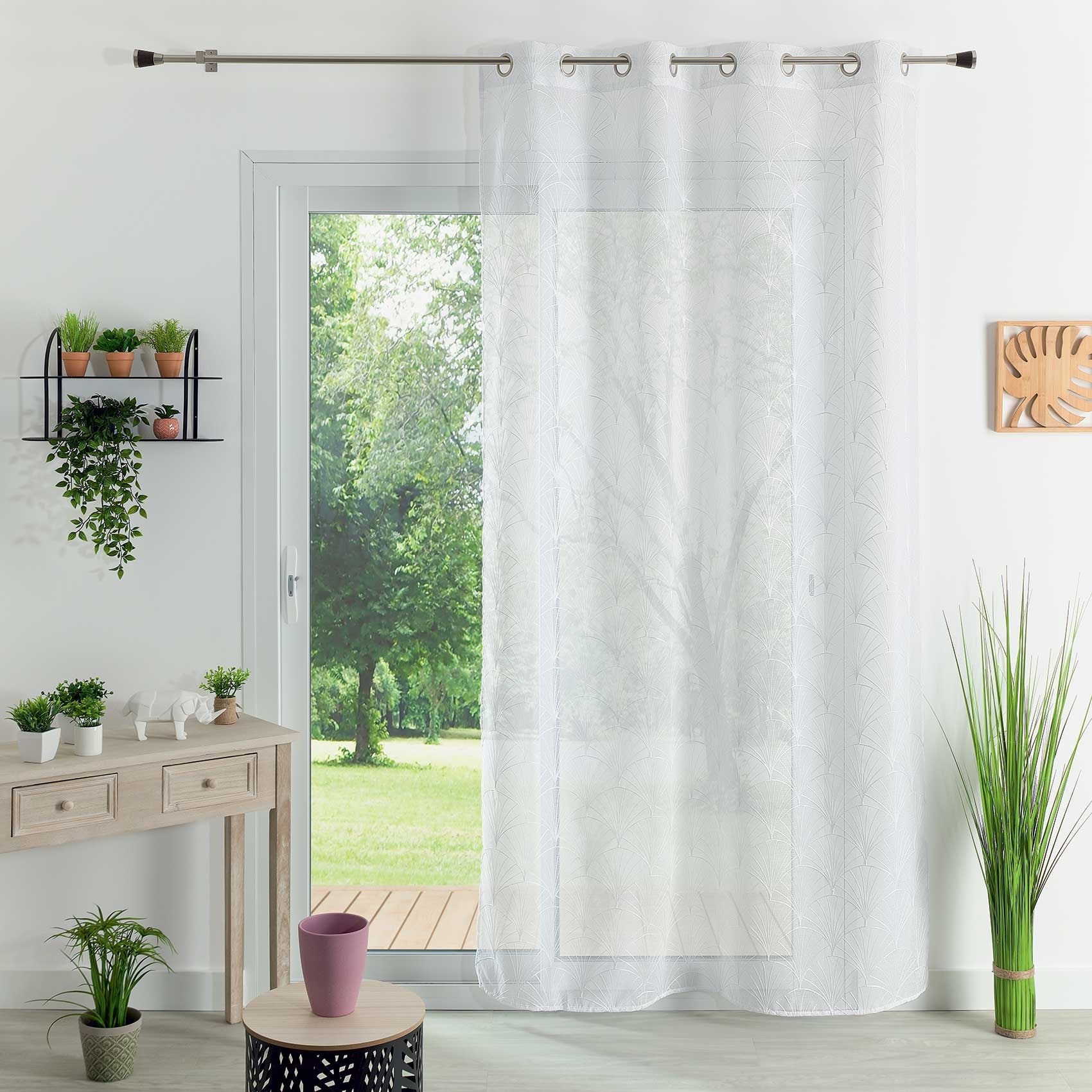 Voilage brodé style art déco - Blanc - 140x240 cm - Polyester | Leroy ...