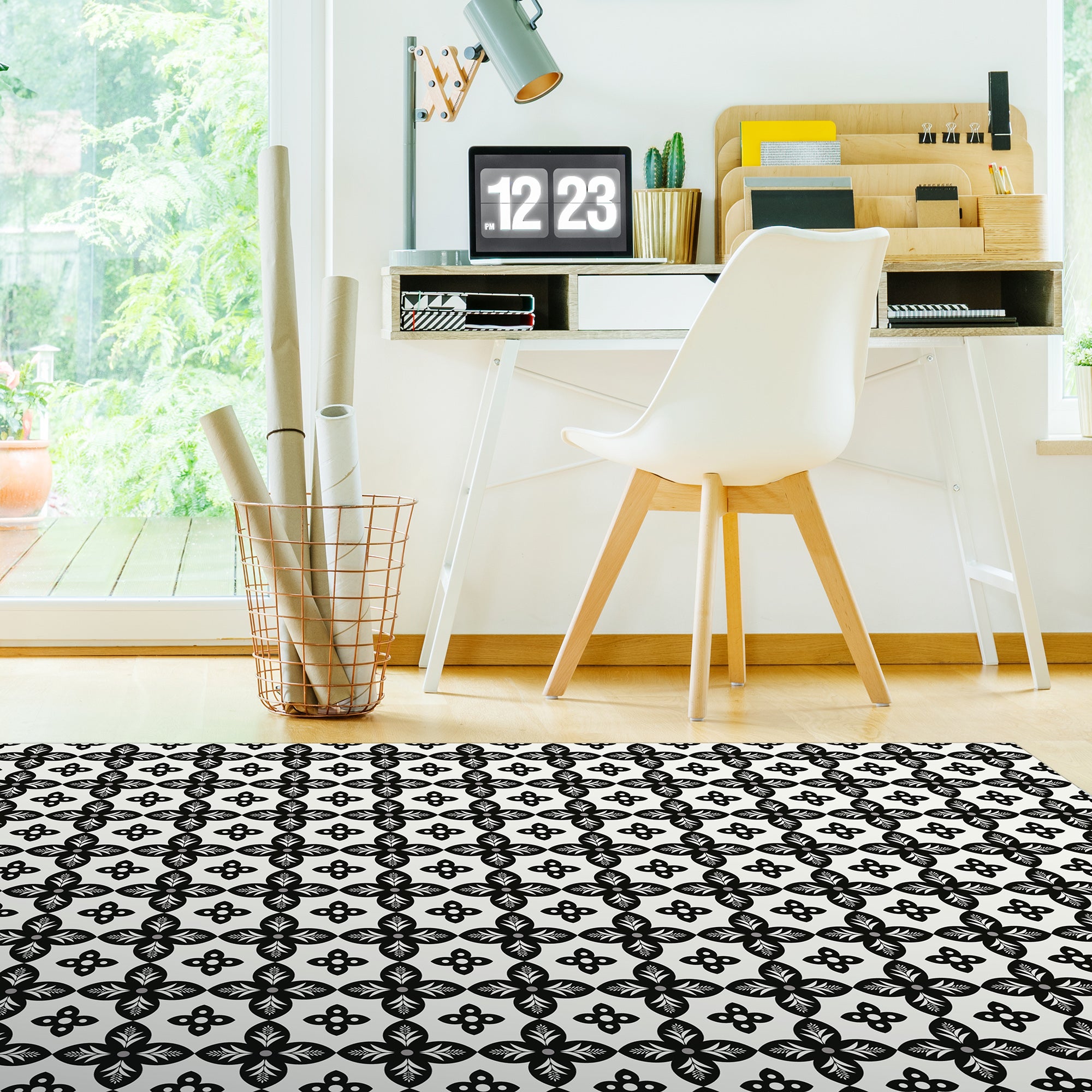 Tapis/ Motifs géométriques noires / 91x152 cm - RECTANGLE/ Créé et ...