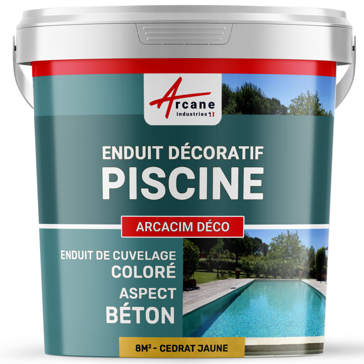ENDUIT DE CUVELAGE PISCINE FINITION BETON CIRE - ARCACIM DECO - 8 m² - Cédrat Jaune - ARCANE ...