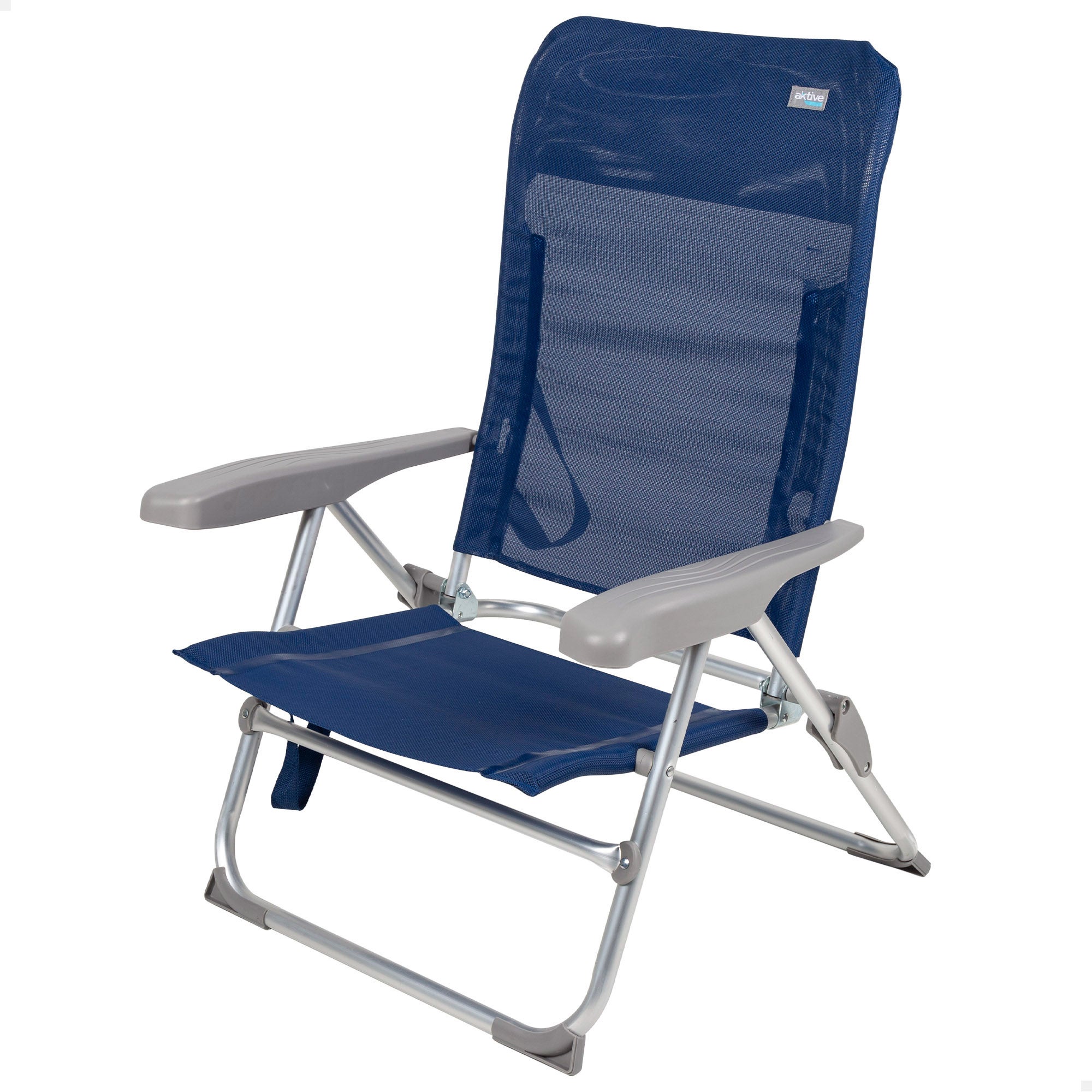 Chaise de plage basse multipositions pliante Slim blue Aktive | Leroy ...