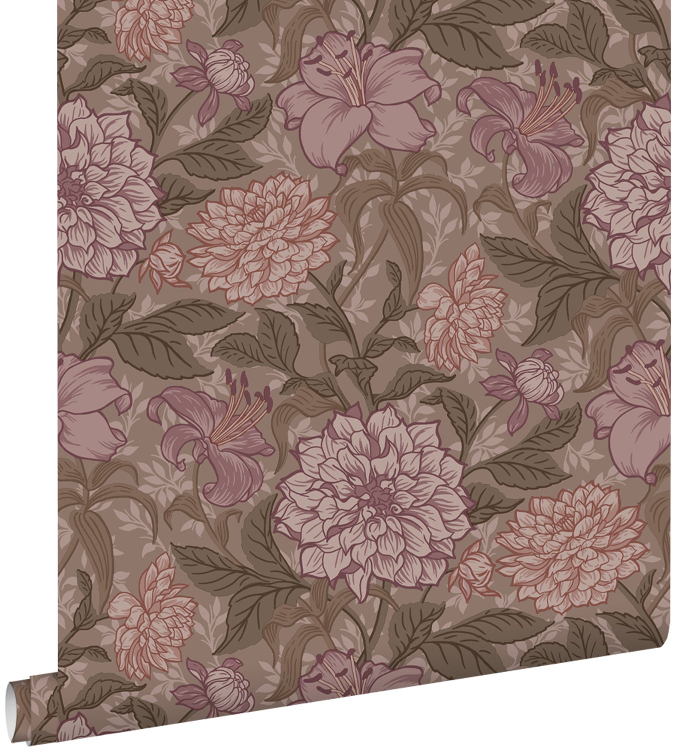 Papel pintado flores vintage malva violeta - 50 x 900 cm - ESTAhome ...