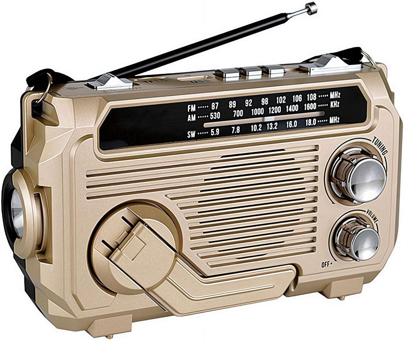 Radio de emergencia con manivela y energía solar, radio portátil AM/FM ...