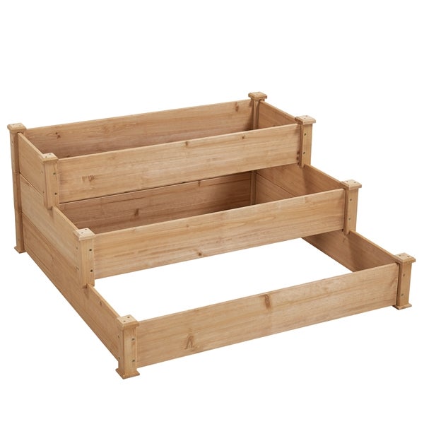 Carré Potager au sol Lit de Plantation Jardinière à 3 Niveaux 120 x 120 ...