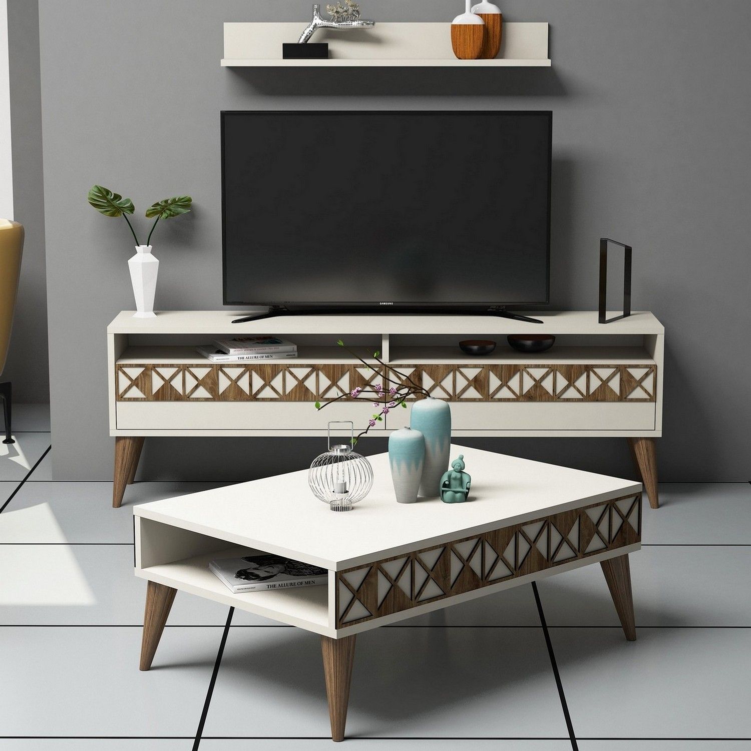 Conjunto de muebles de salón Line crema | Leroy Merlin