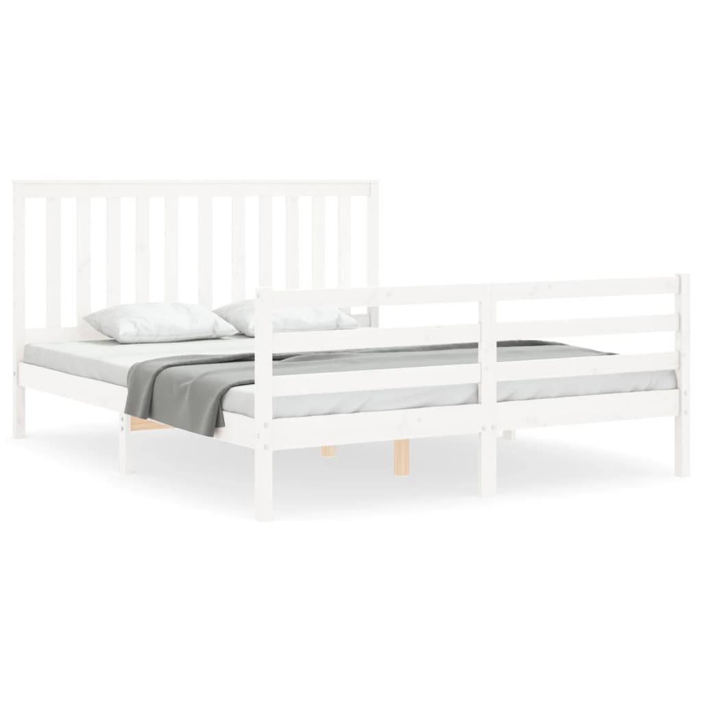 Lit double | Lit Adulte | Cadre de lit avec tête de lit blanc King Size ...