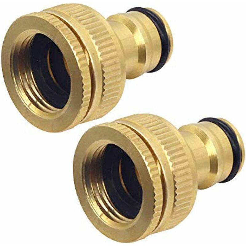 Lot de 2 connecteurs de robinet de tuyau d'arrosage en laiton, adaptateur de robinet à filetage ...