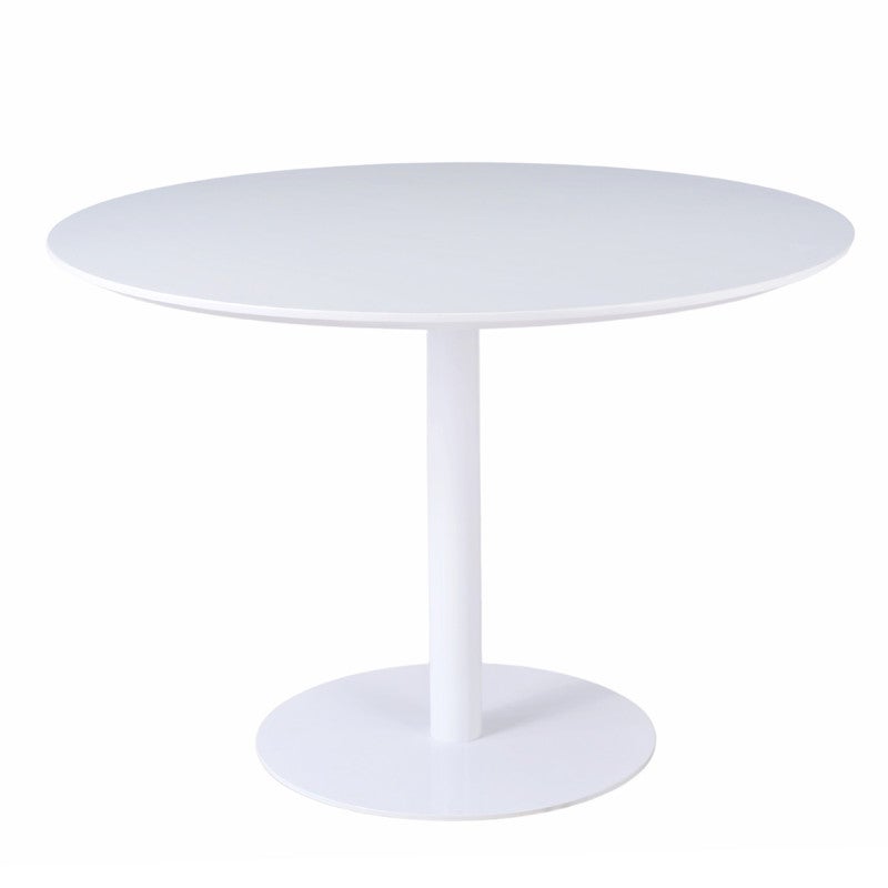 Table de repas ronde 110 cm blanche et pied métal blanc – VALERIA ...