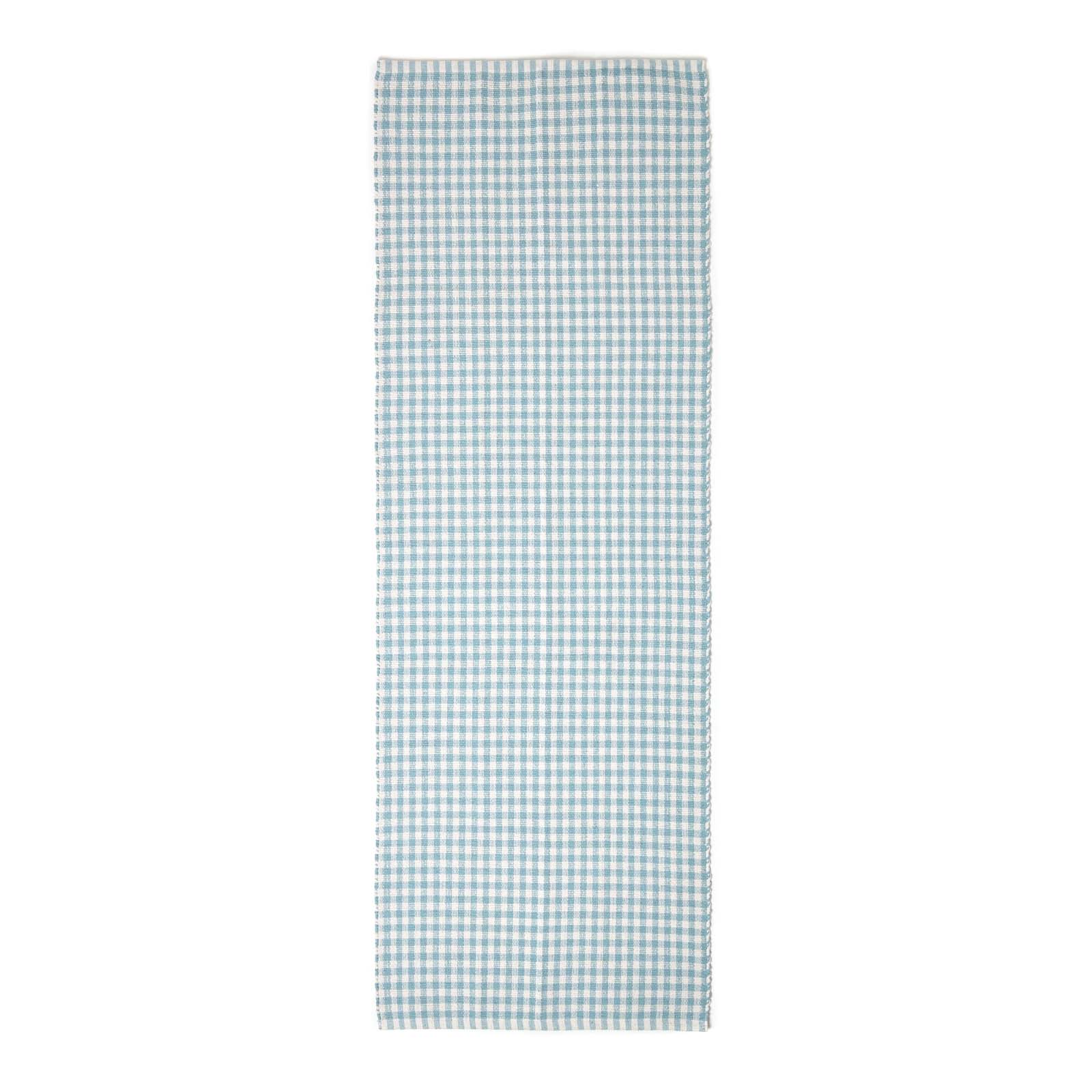 Homescapes Tapis - Carreaux Vichy Bleu Blanc 66 x 200 cm | Leroy Merlin
