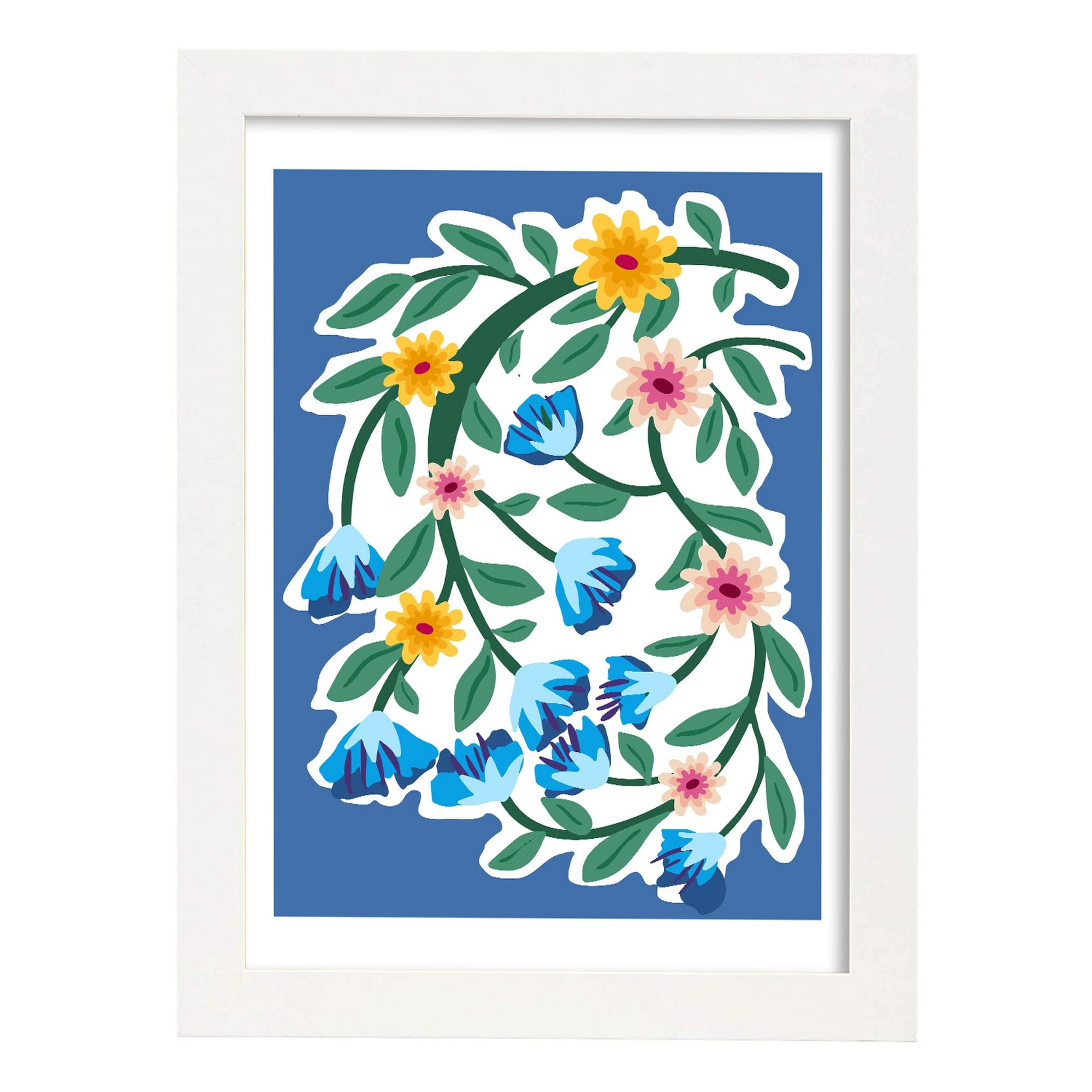 Nacnic Lámina Poster De Flores Azules Y Amarillas Cuadros Decorativos ...