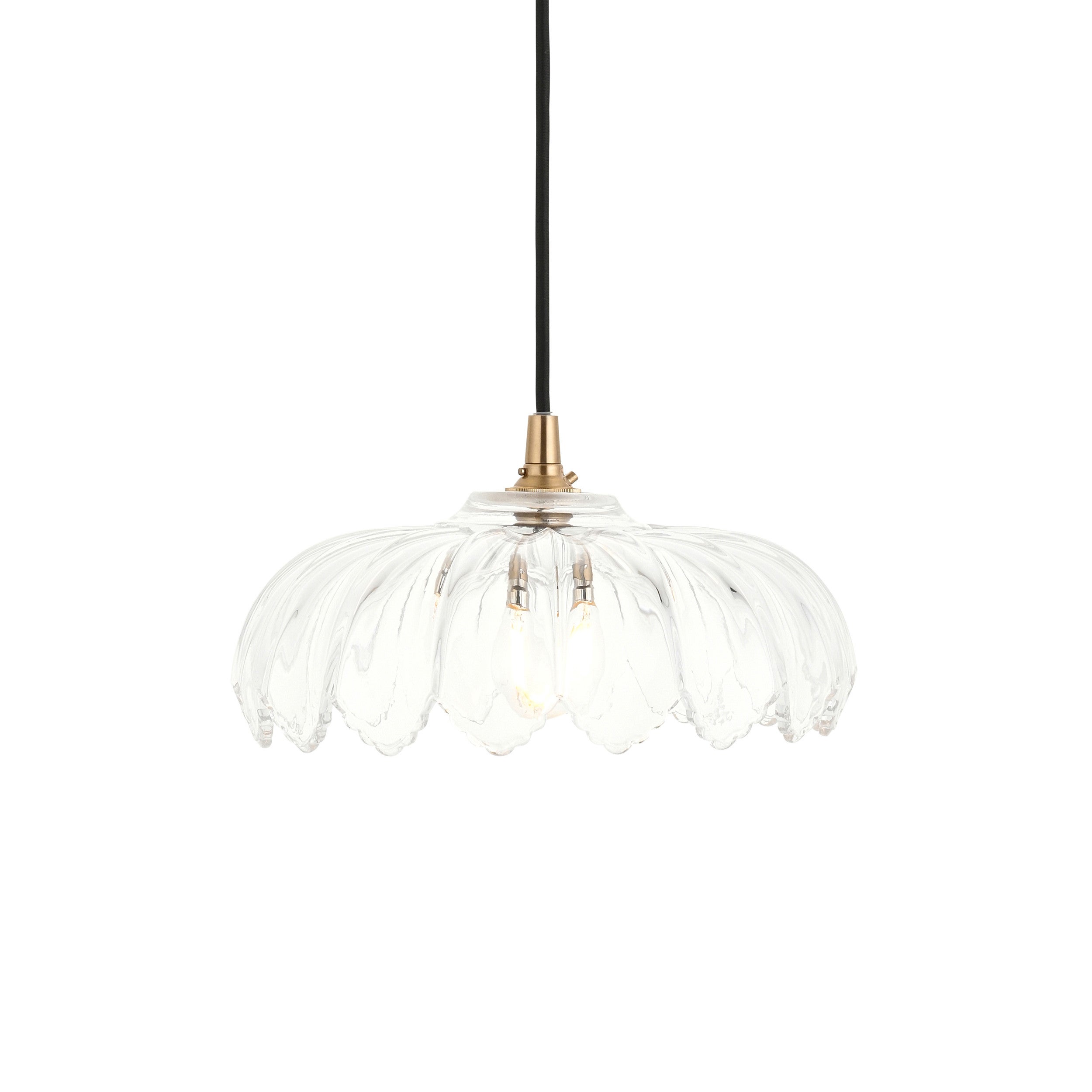 Endon Eltham Suspension en verre transparent, plaque en laiton vieilli ...