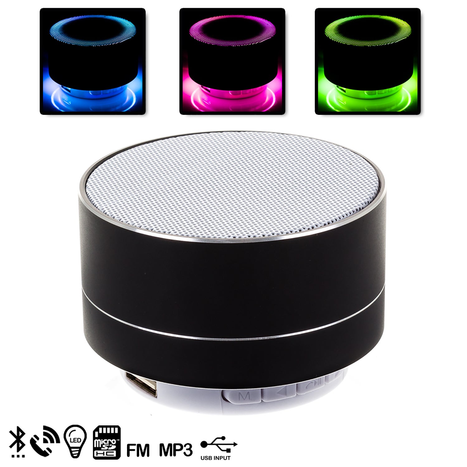 Altavoz bluetooth metálico con manos libres y luz led | Leroy Merlin