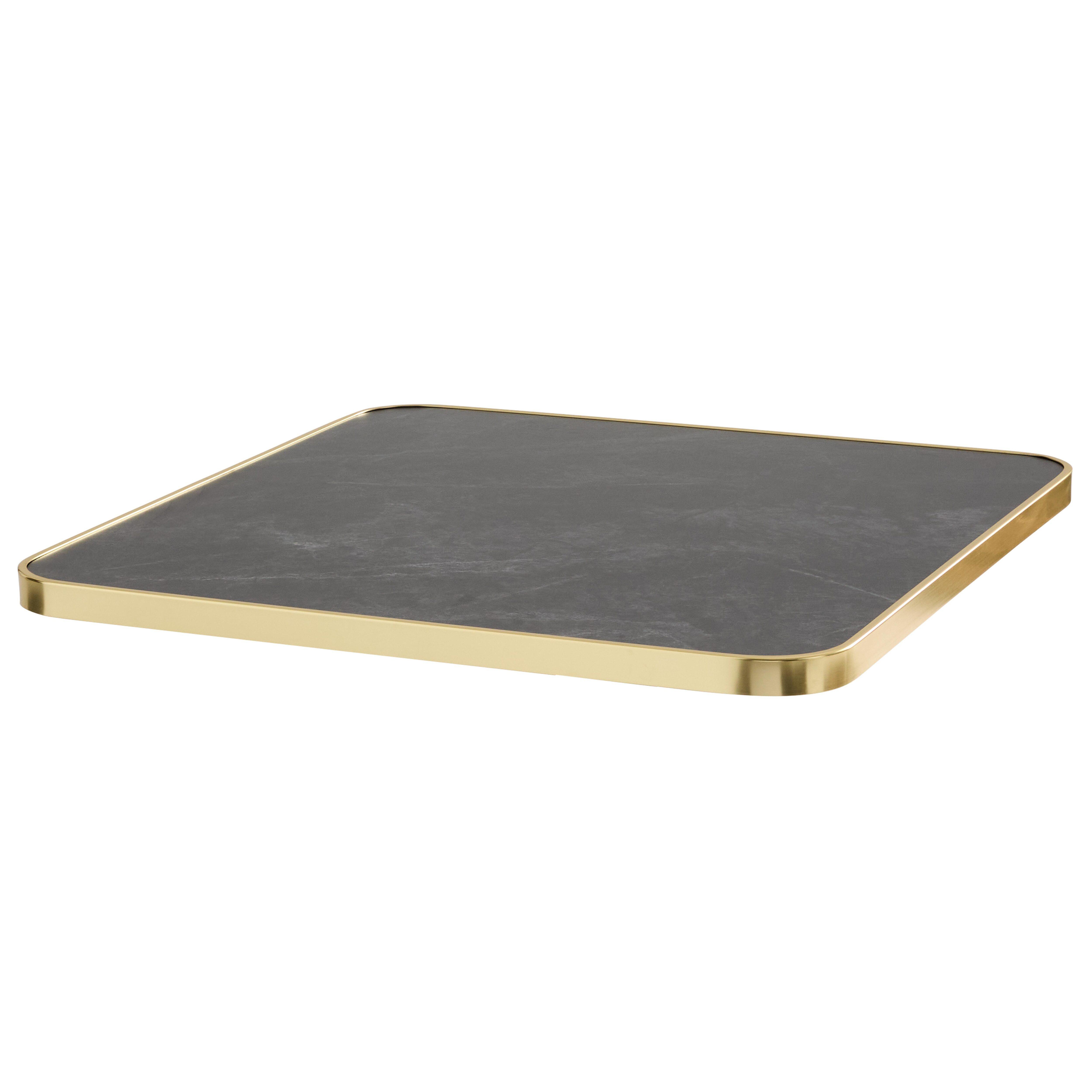 Plateau de table carré noir cerclage doré 60cm | Leroy Merlin