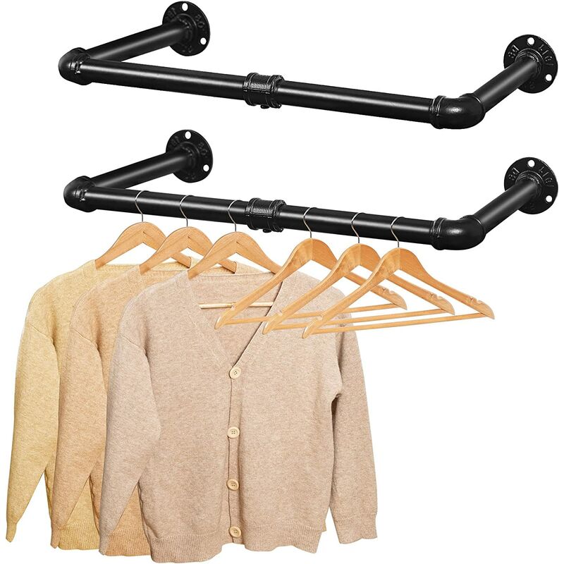 Par de percheros industriales, 92 cm, percheros desmontables, barra ...