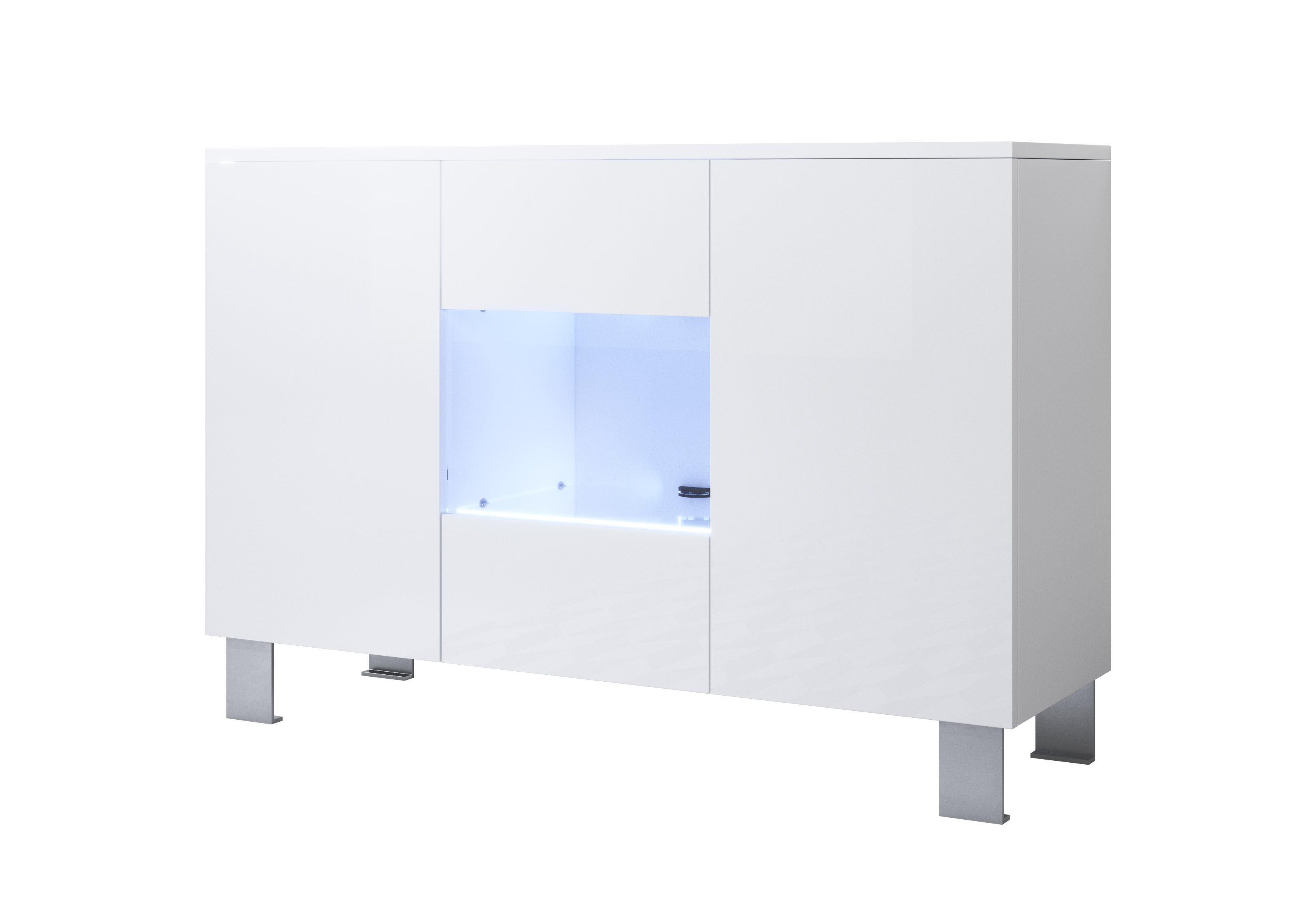 Buffet Salon modèle Luke A2 (120x82cm) couleur blanc brillant avec ...