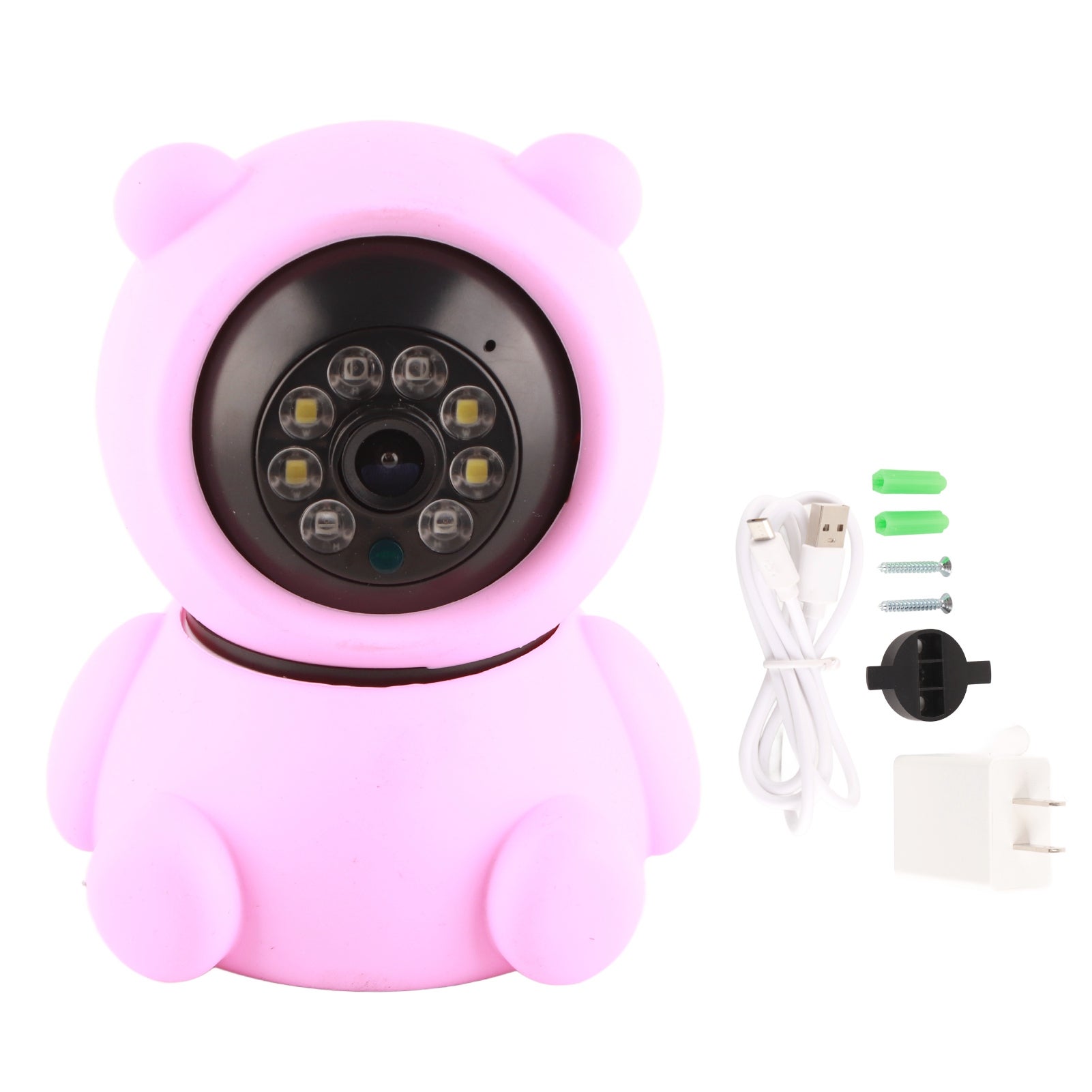 Caméra wifi ptz 1080p en forme d'ours rose avec vision nocturne, audio ...